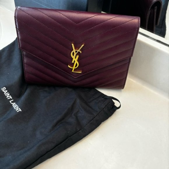 Yves Saint Laurent | Bags | Ysl New Pouch Bag Burgundy | Poshmark